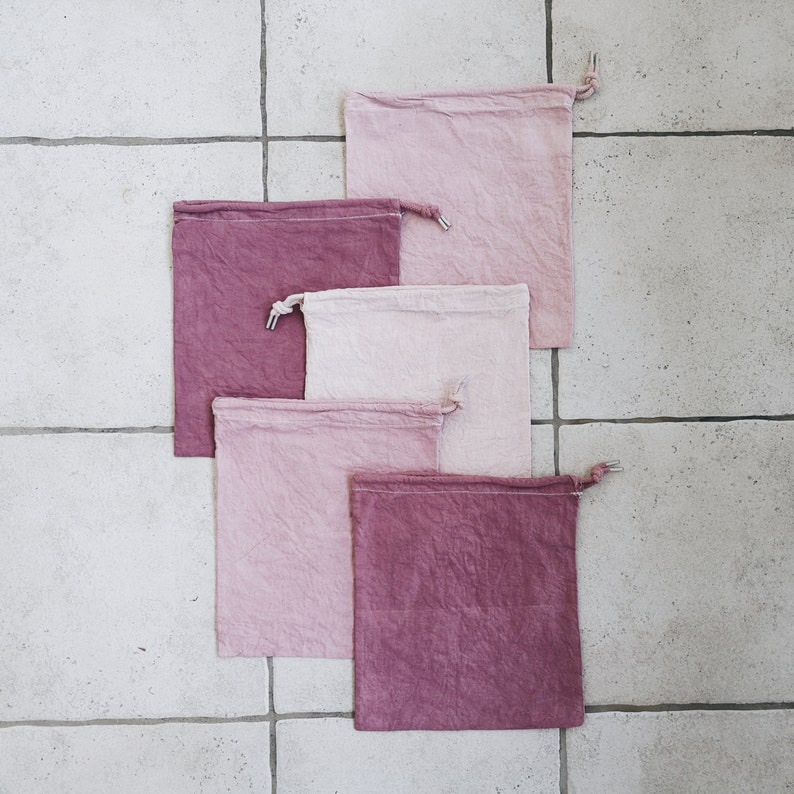 Reusable Bag ECO BAG Hand Dyed Bag Pastel Pink Drawstring - Etsy