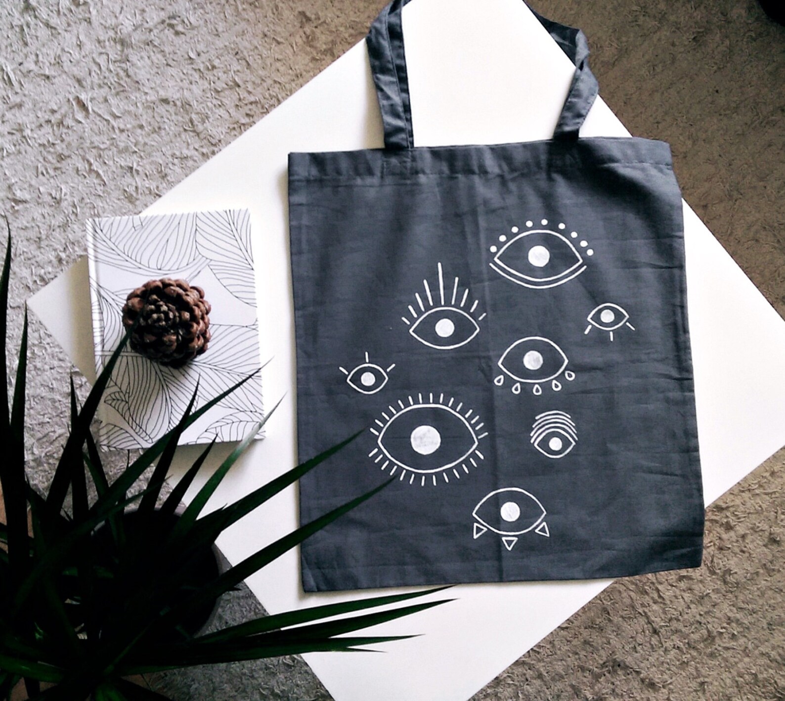 Eyes TOTE BAG, Eco Friendly Bag, Hand Painted, Black Fashion ...