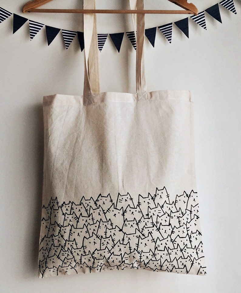 Cat Tote Bag Cat Lady Gift Idea Hand Painted Cat Bag - Etsy