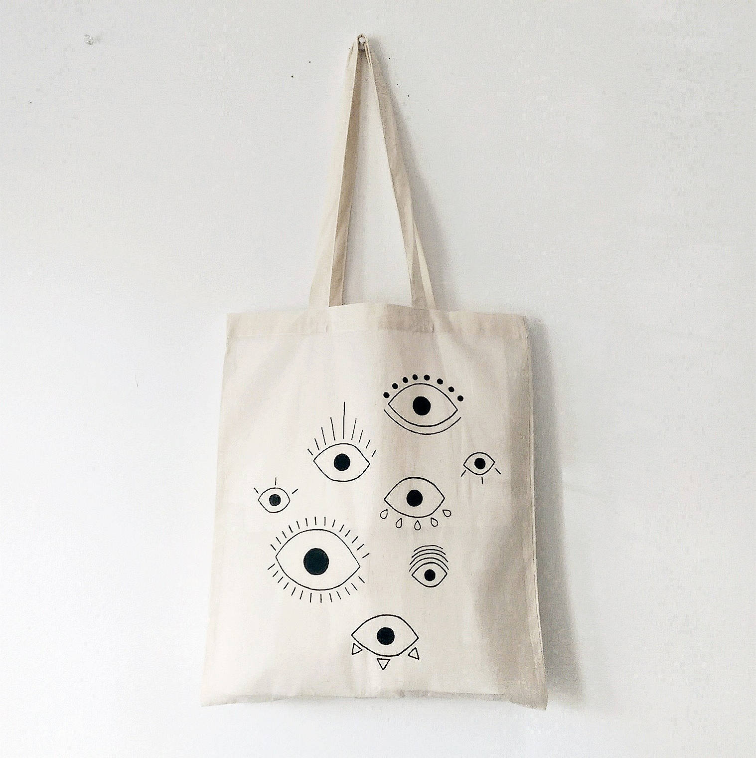 Eyes TOTE BAG, Eco Friendly Bag, Hand Painted, Black Fashion ...