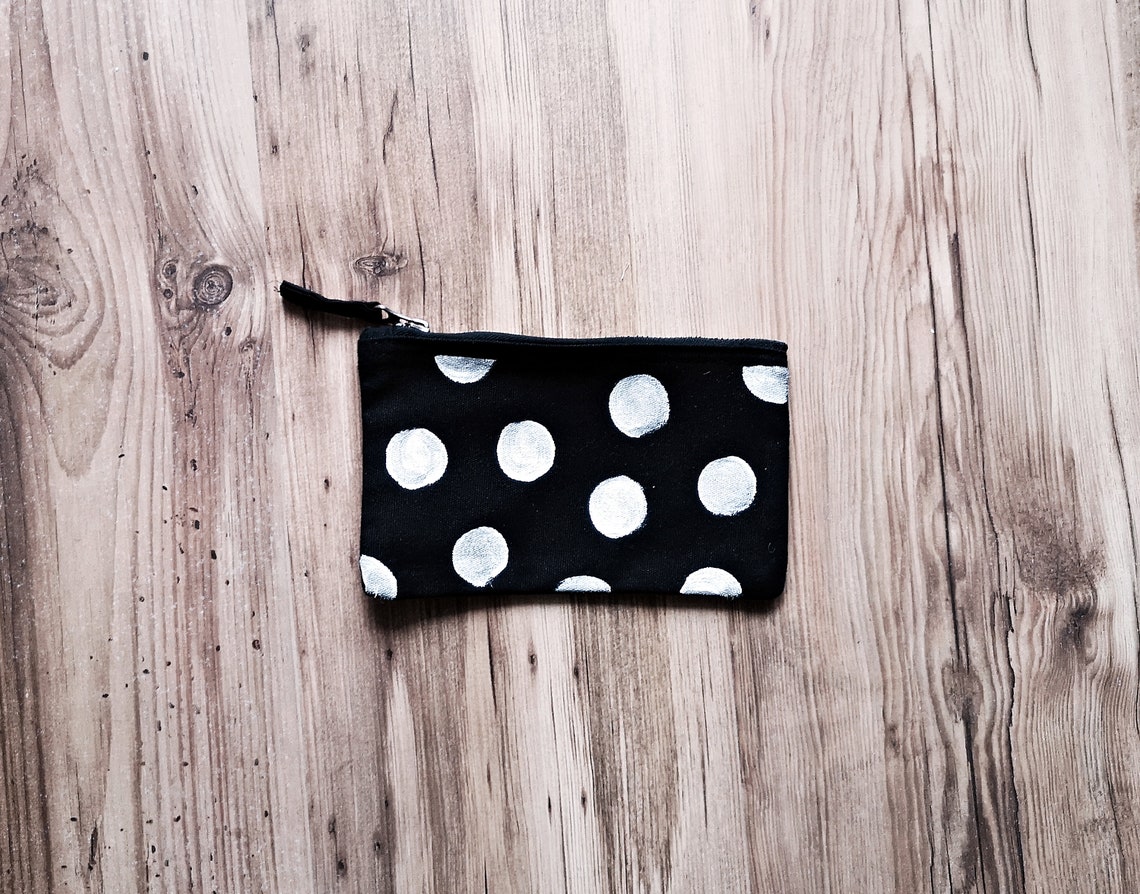 Black POUCH Cotton Pouch Hand Painted Organic Cotton - Etsy UK