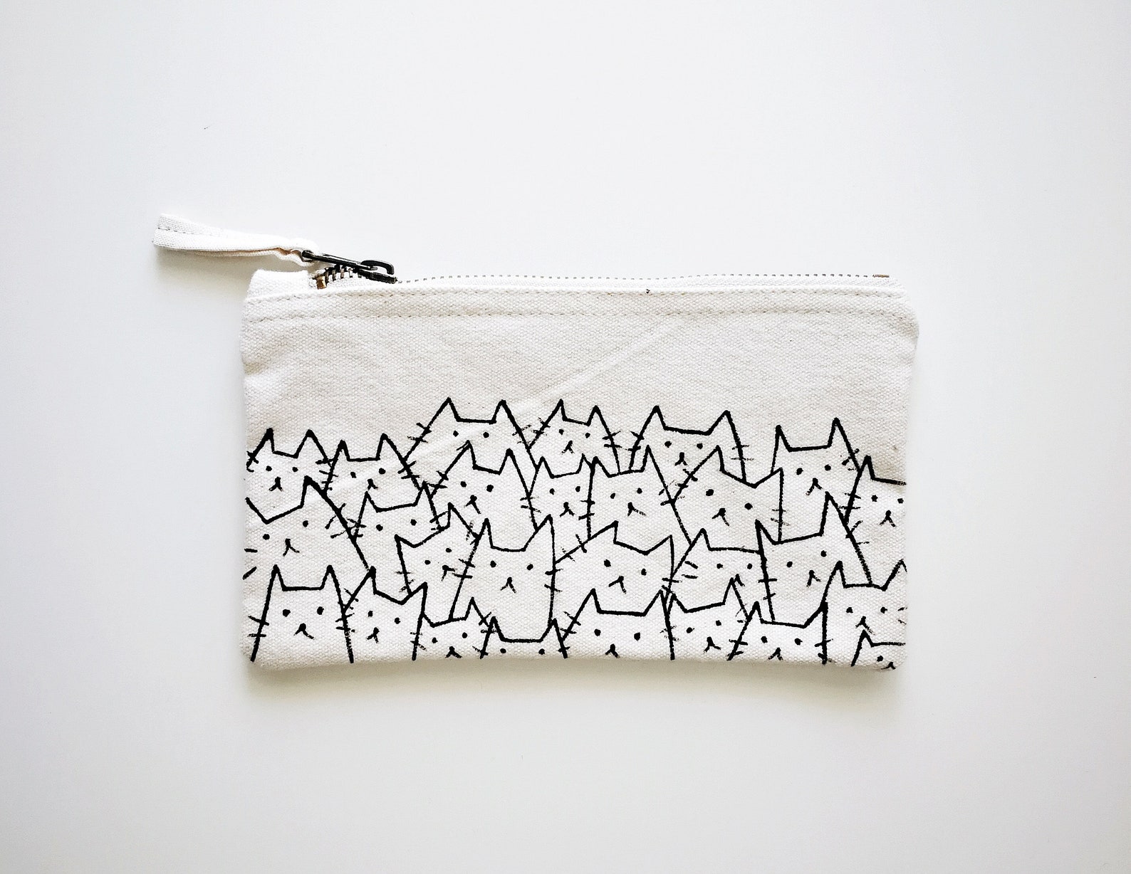 Cat POUCH, Hand Painted, Organic Cotton, Cat Gift, Cat Lady Gift, Hand ...