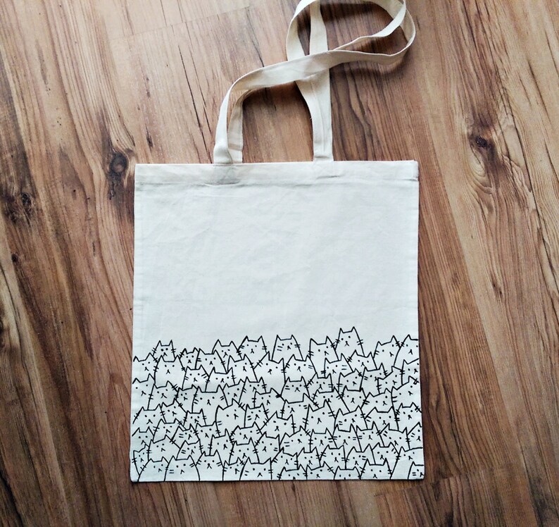 Cat Tote Bag Cat Lady Gift Idea Hand Painted Cat Bag - Etsy