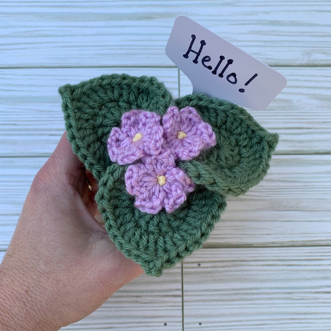 Crochet African Violet Plant, Knit Faux Plant, Shelf Decor - Etsy