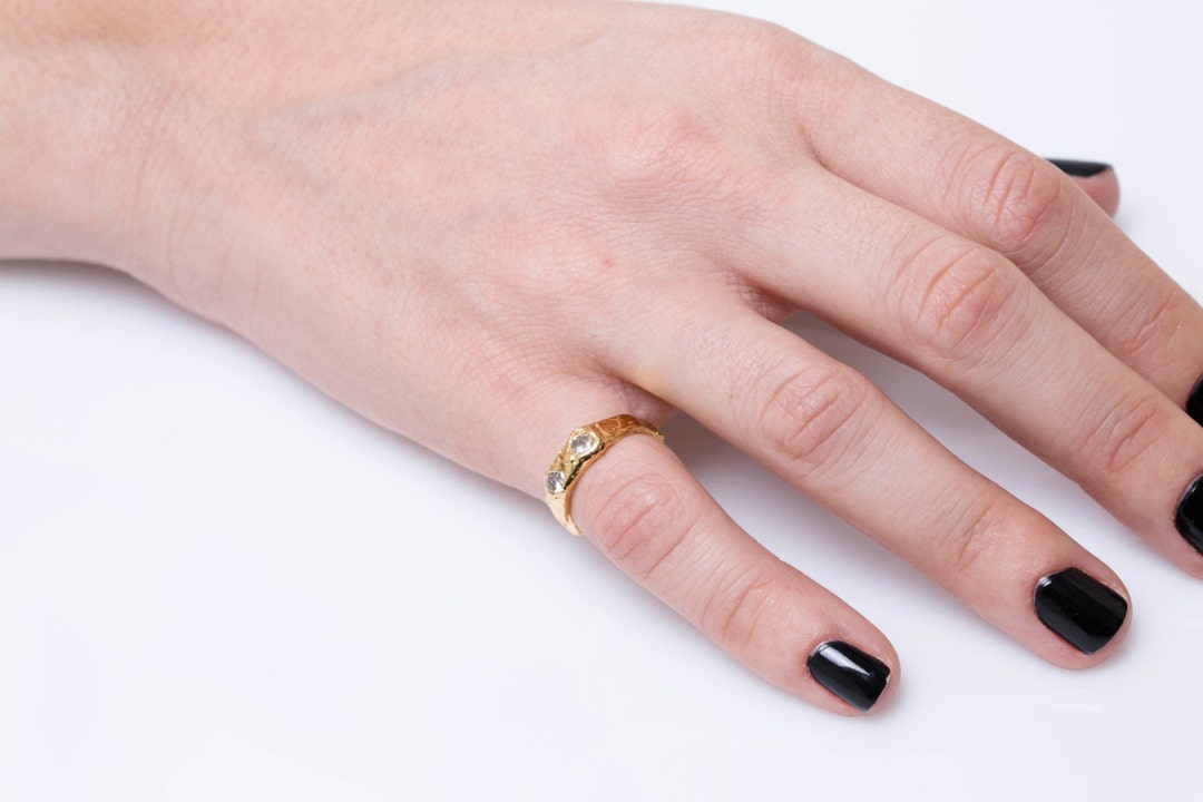 SALE Gold Pinky Ring,faceted Ring, Pinkie Rings,delicate Ring,,carved ...