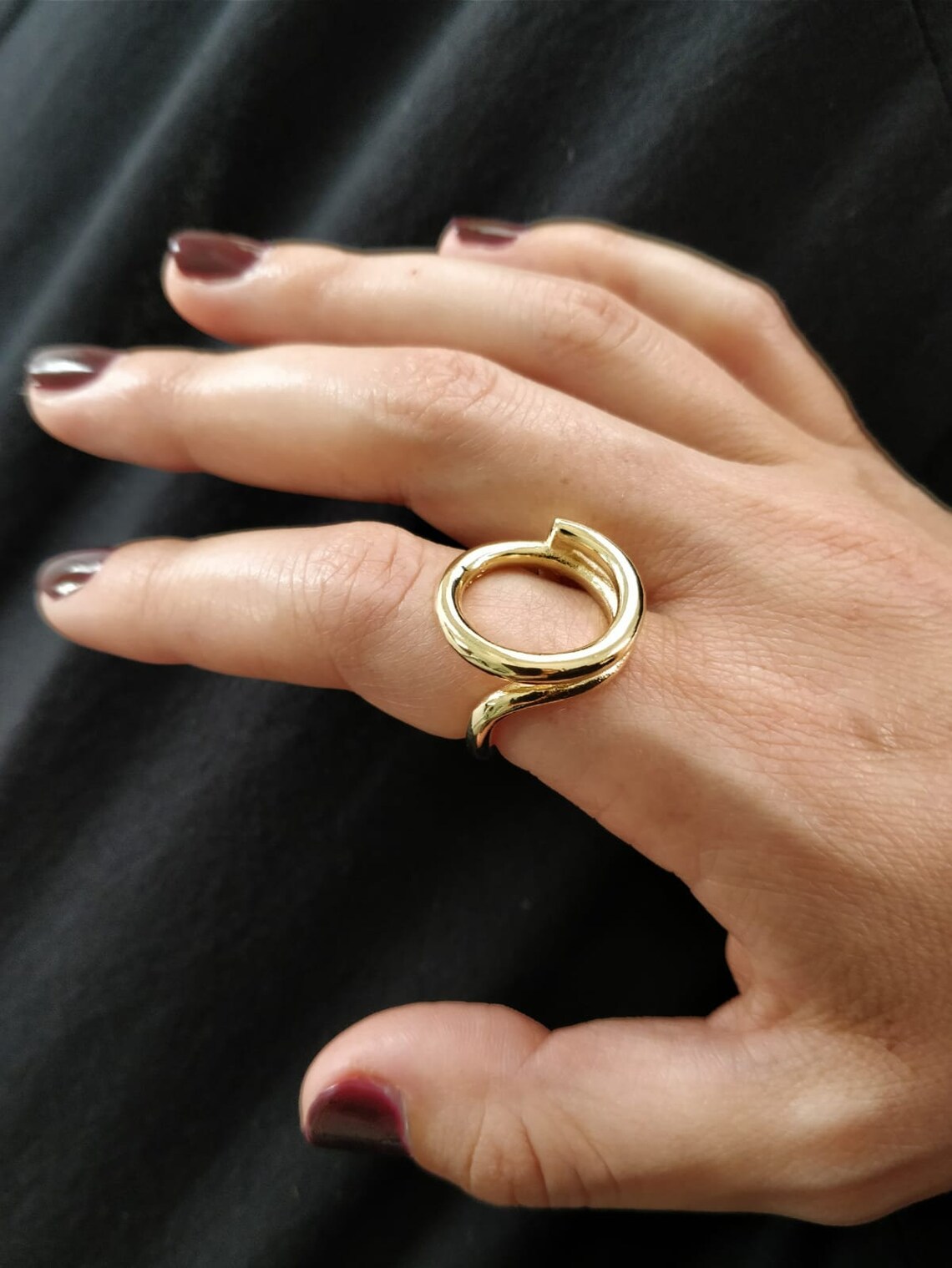 SALE Open Circle Ring Unique Gold Ring Geometric Gold - Etsy