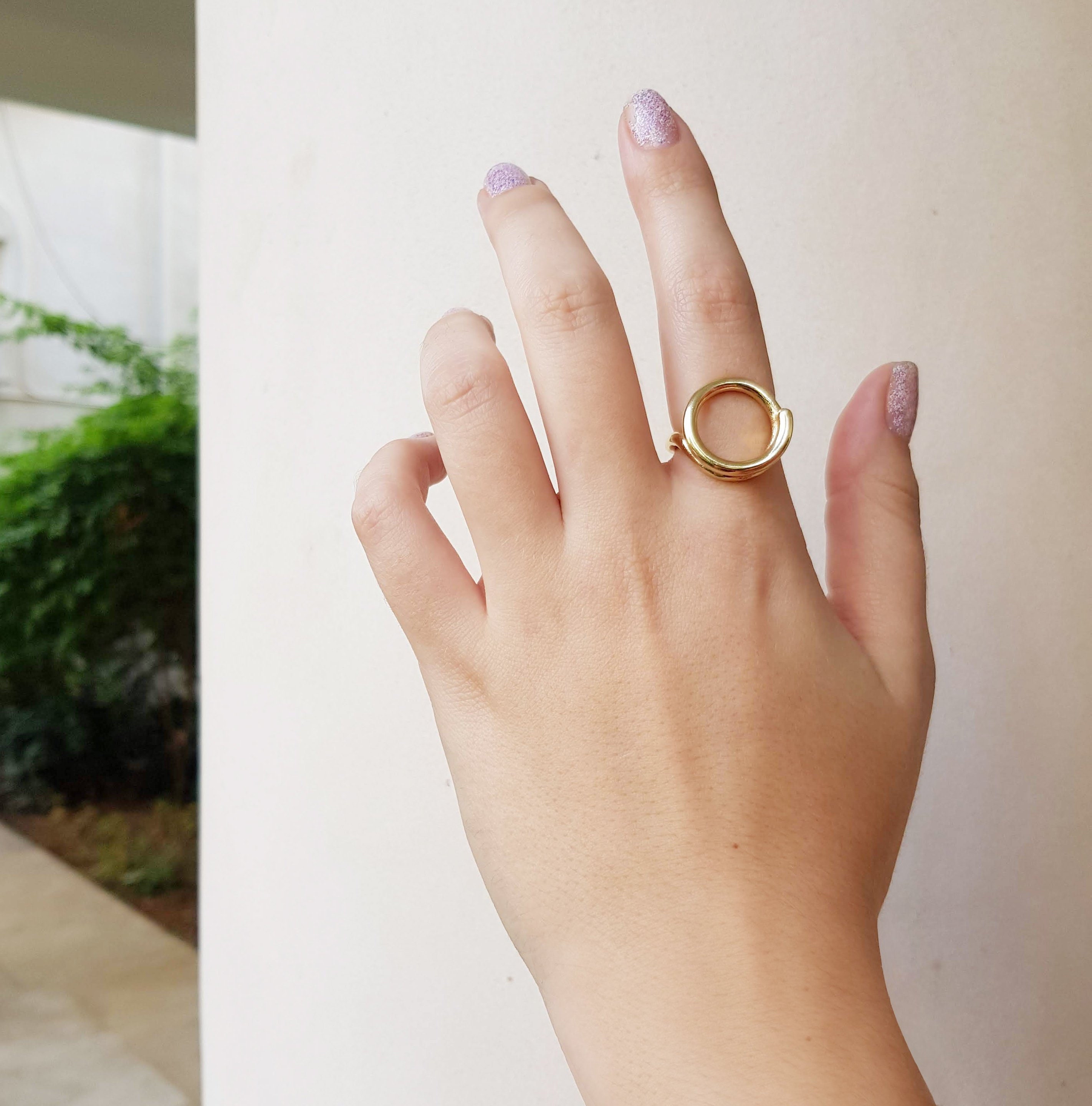 SALE Open Circle Ring Unique Gold Ring Geometric Gold - Etsy