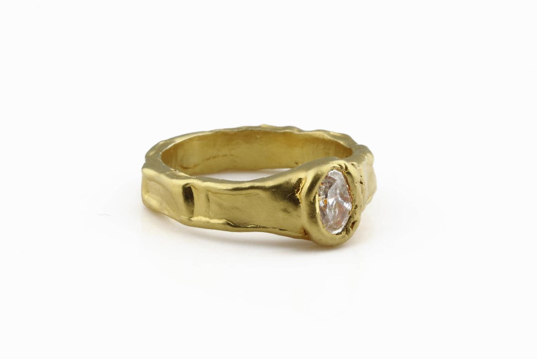 Raw Gold Crystal Ring: Organic Textured Band, Handmade Jewelry - Etsy
