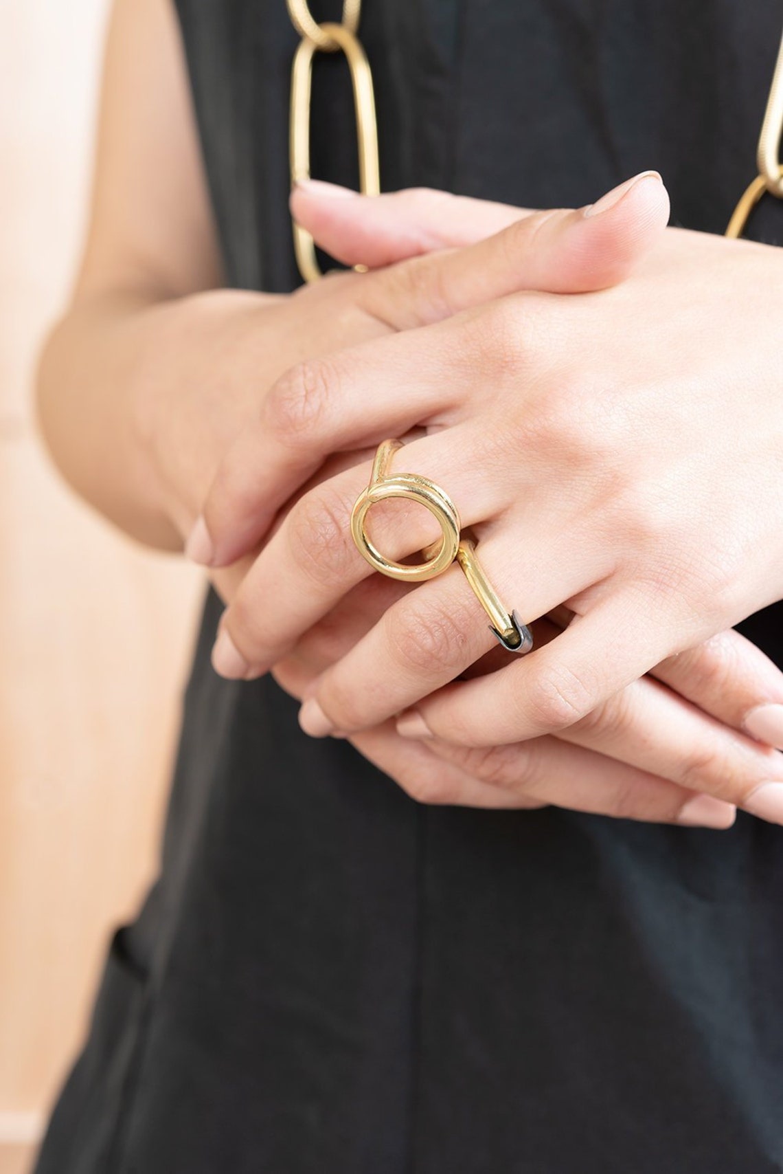 SALE Open Circle Ring Unique Gold Ring Geometric Gold - Etsy