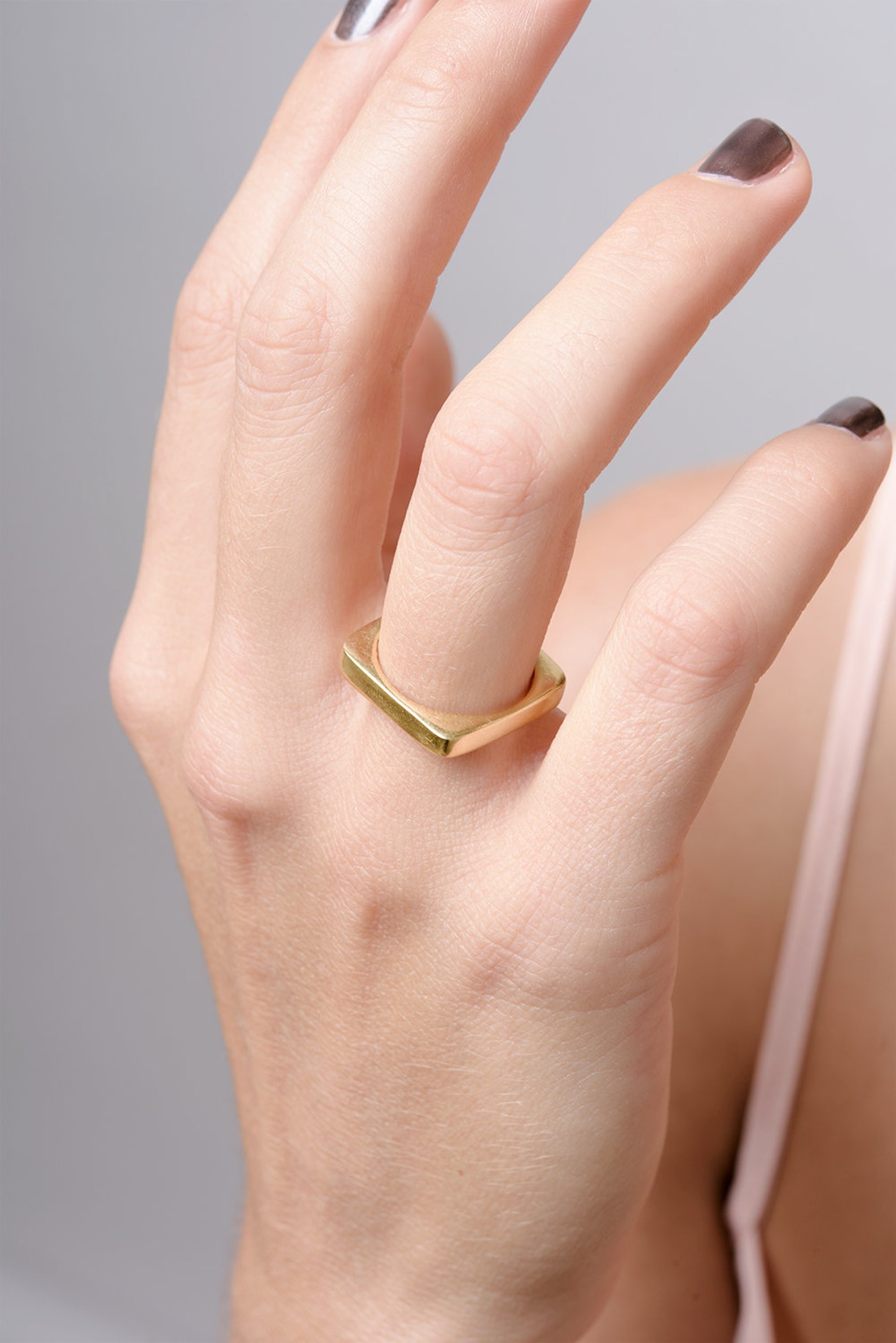 SALE Square Band Square Ring Gold Square Ringsquare - Etsy