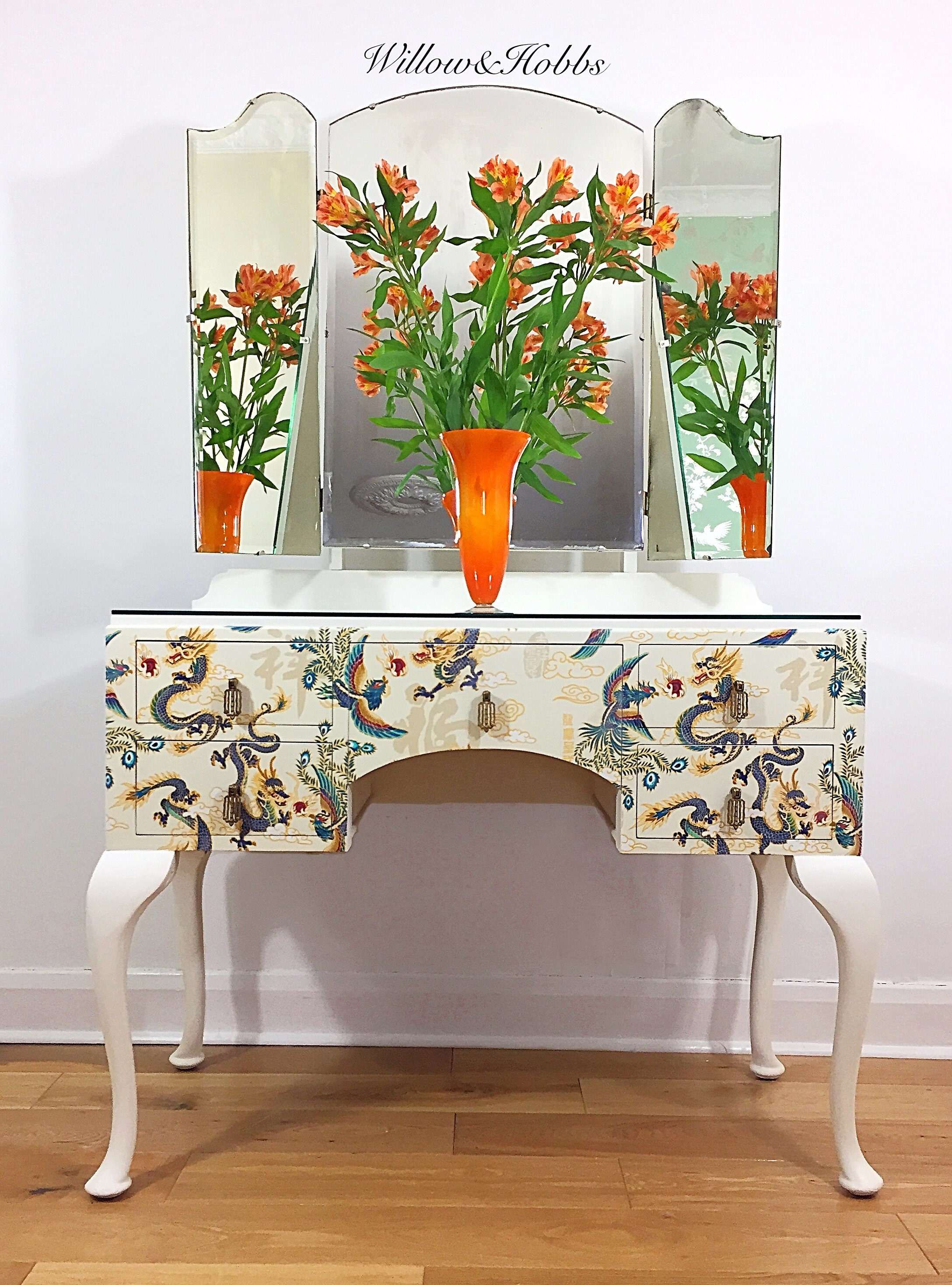 Dressing Table, Queen Anne Style, Decoupaged Design, Made to Order - Etsy