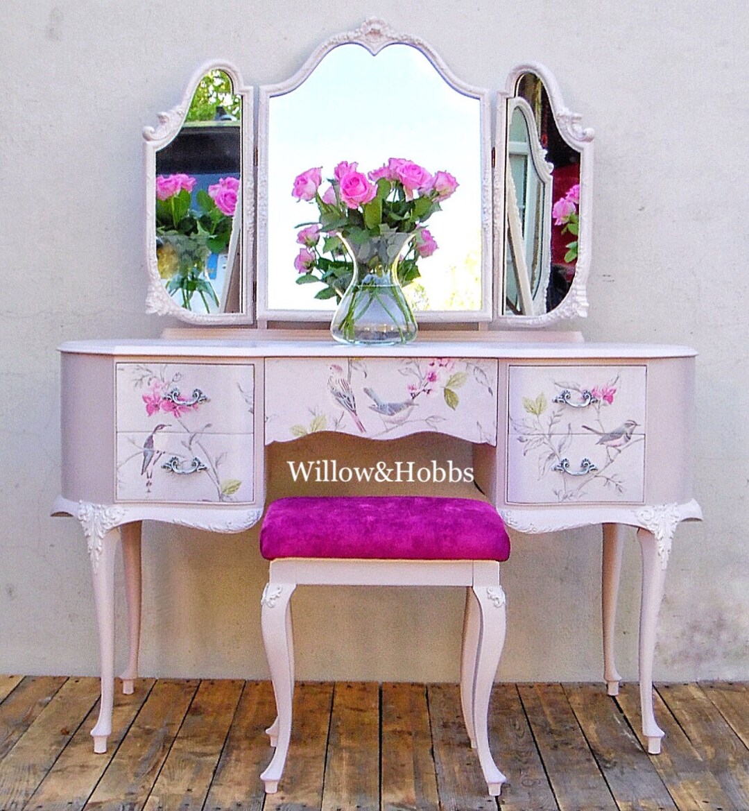 Dressing Table, Dresser With Triple Mirror, Vanity and Stool, Made to ...