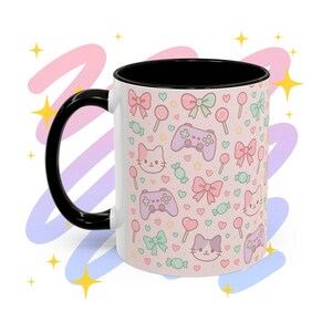 Cute Kawaii Uwu Gamer Mugs Colorful Cat and Candy Designs for Gamers ...