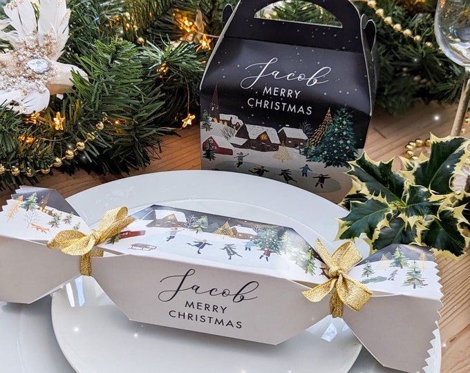 Personalised Christmas Cracker Winter Wonderland Treat Box - Etsy UK