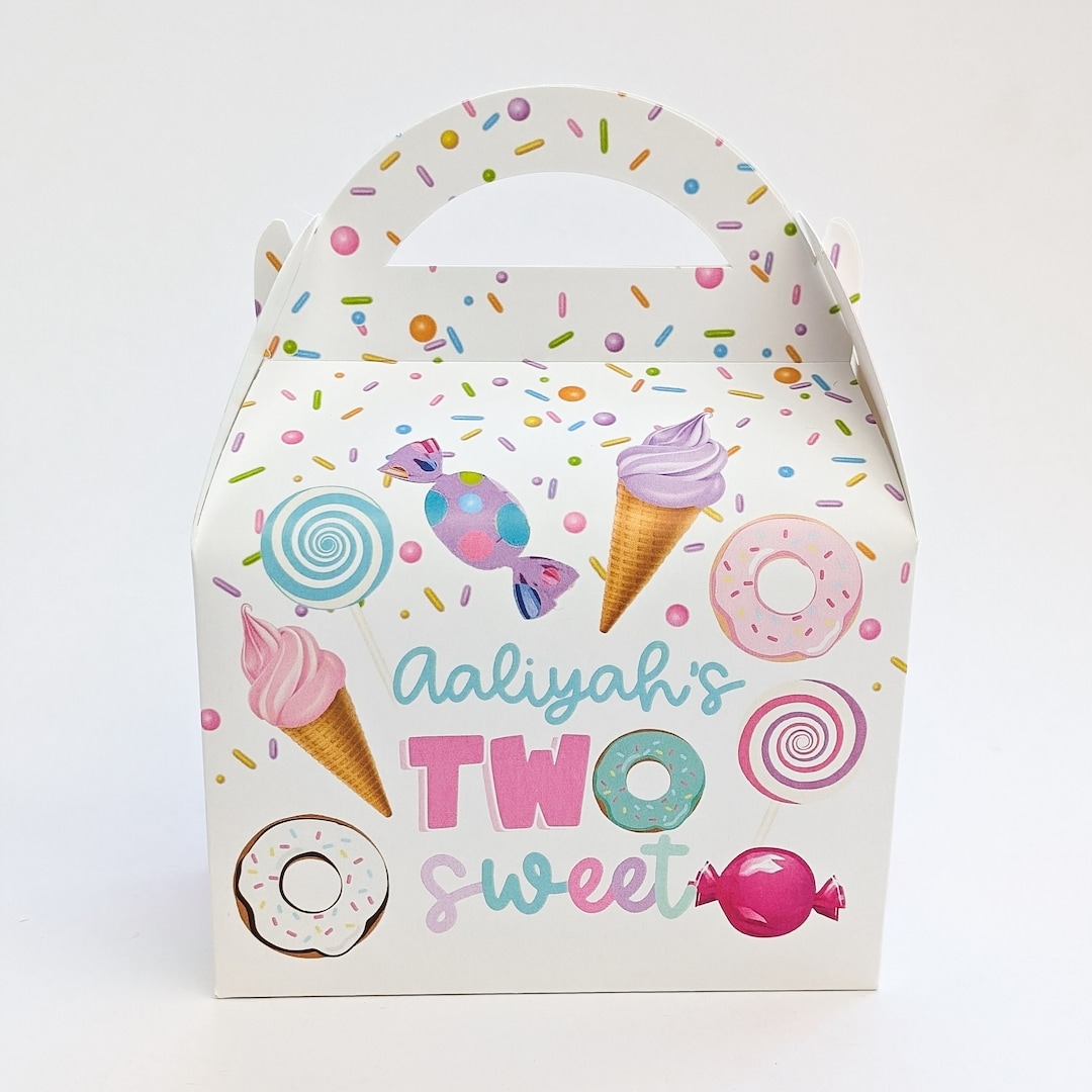 CANDYLAND TWO SWEET Personalised Children’s Party Box Gift Bag Favour ...