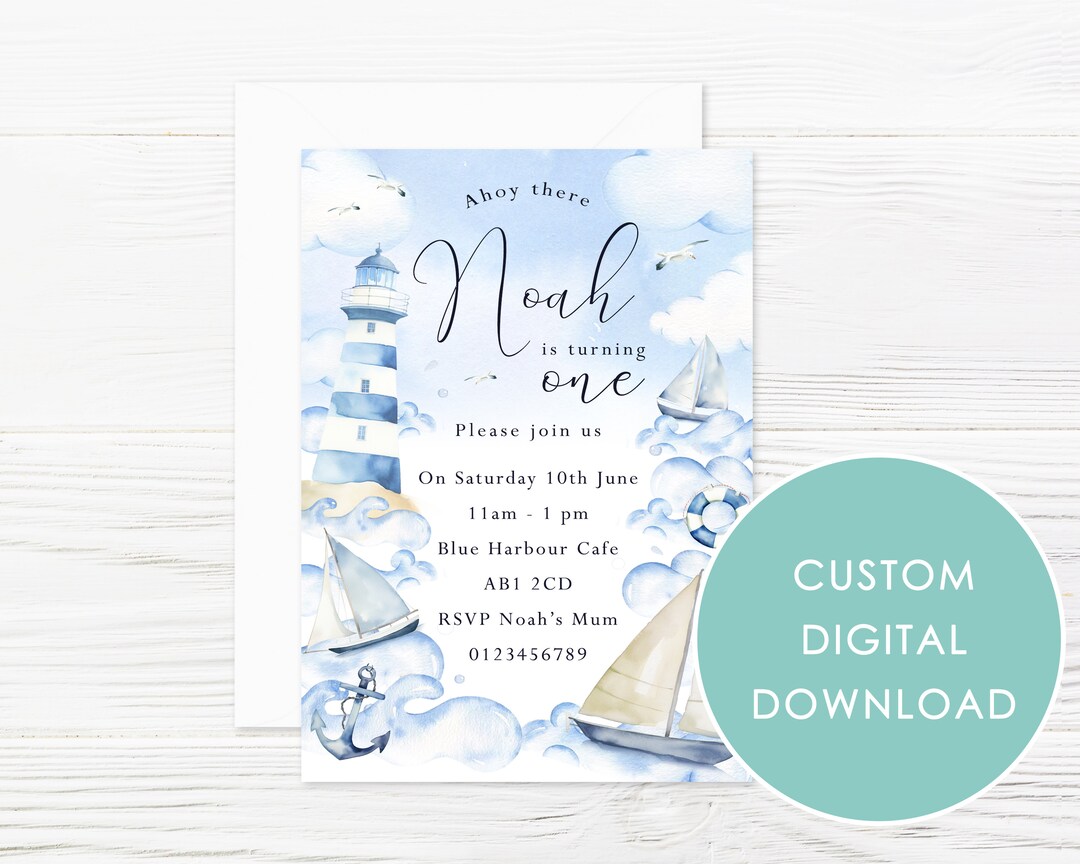 DIGITAL DOWNLOAD Personalised Boats Nautical Party Invitation - Etsy