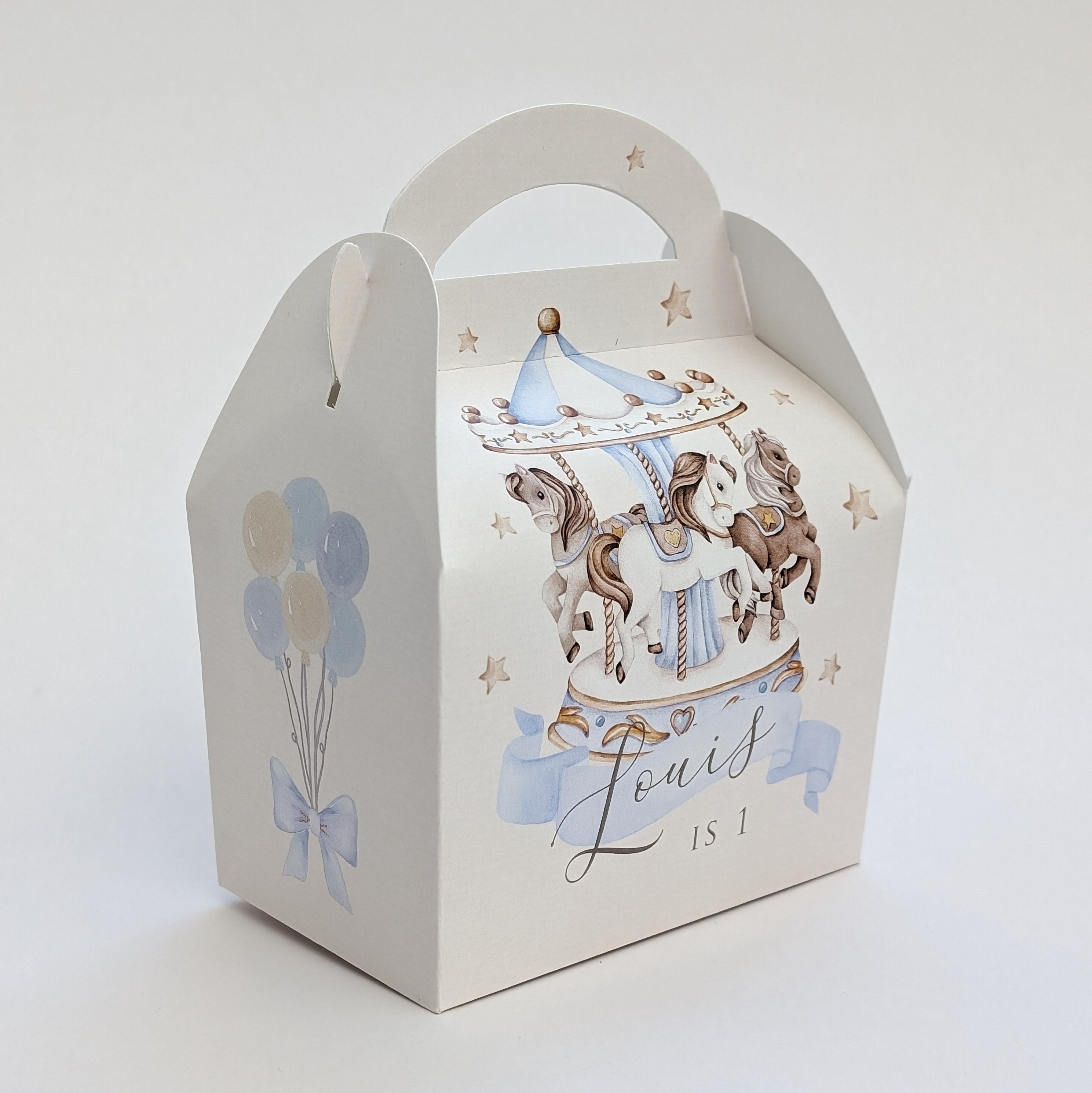 CAROUSEL Fairground Personalised Children’s Party Box Gift Bag Favour ...
