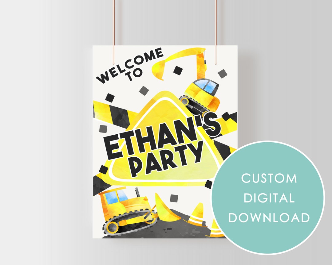 DIGITAL DOWNLOAD Personalised Construction and Diggers Welcome Sign - Etsy