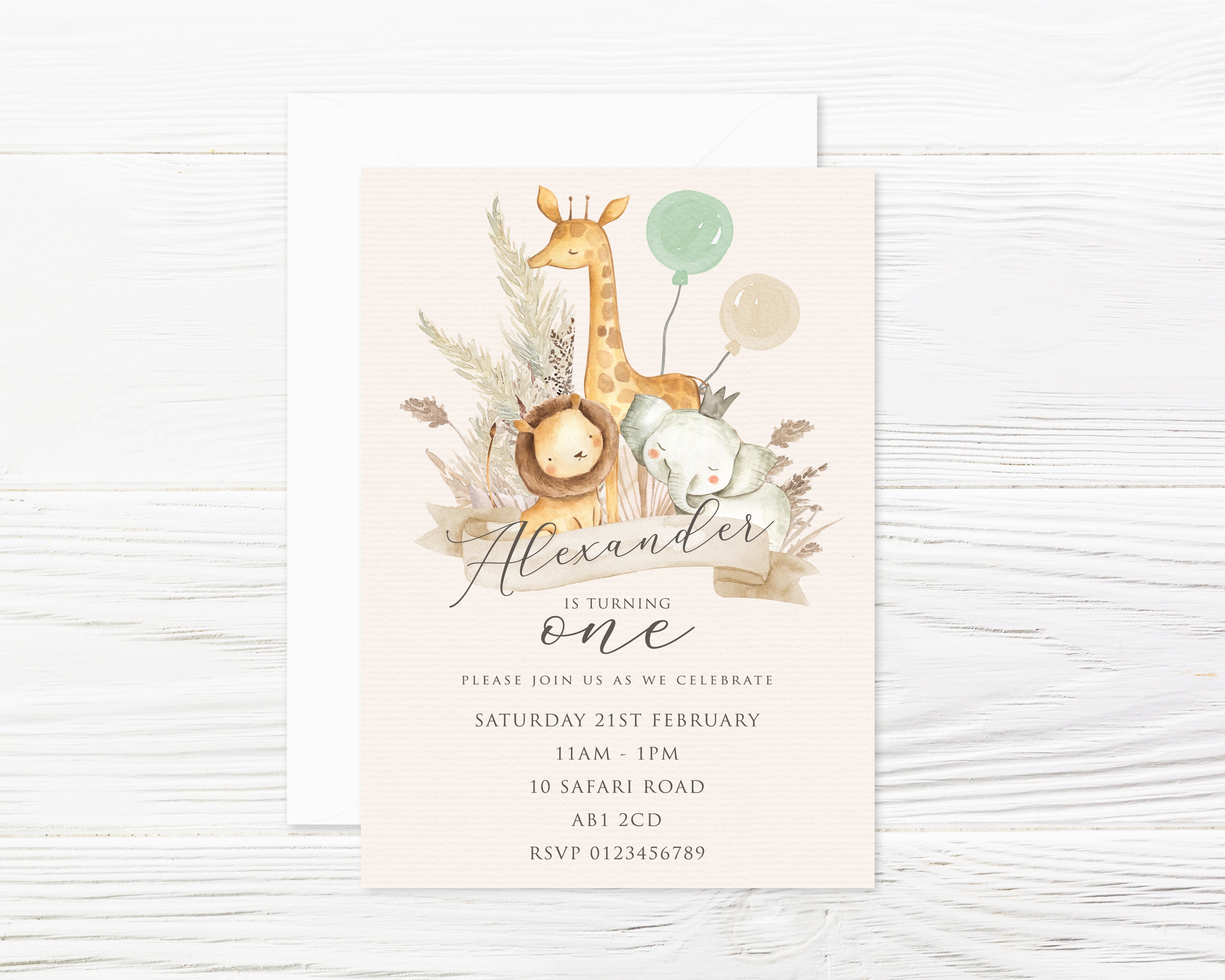 Personalised Jungle Safari Boho Party Invitations and Envelopes x 8 ...