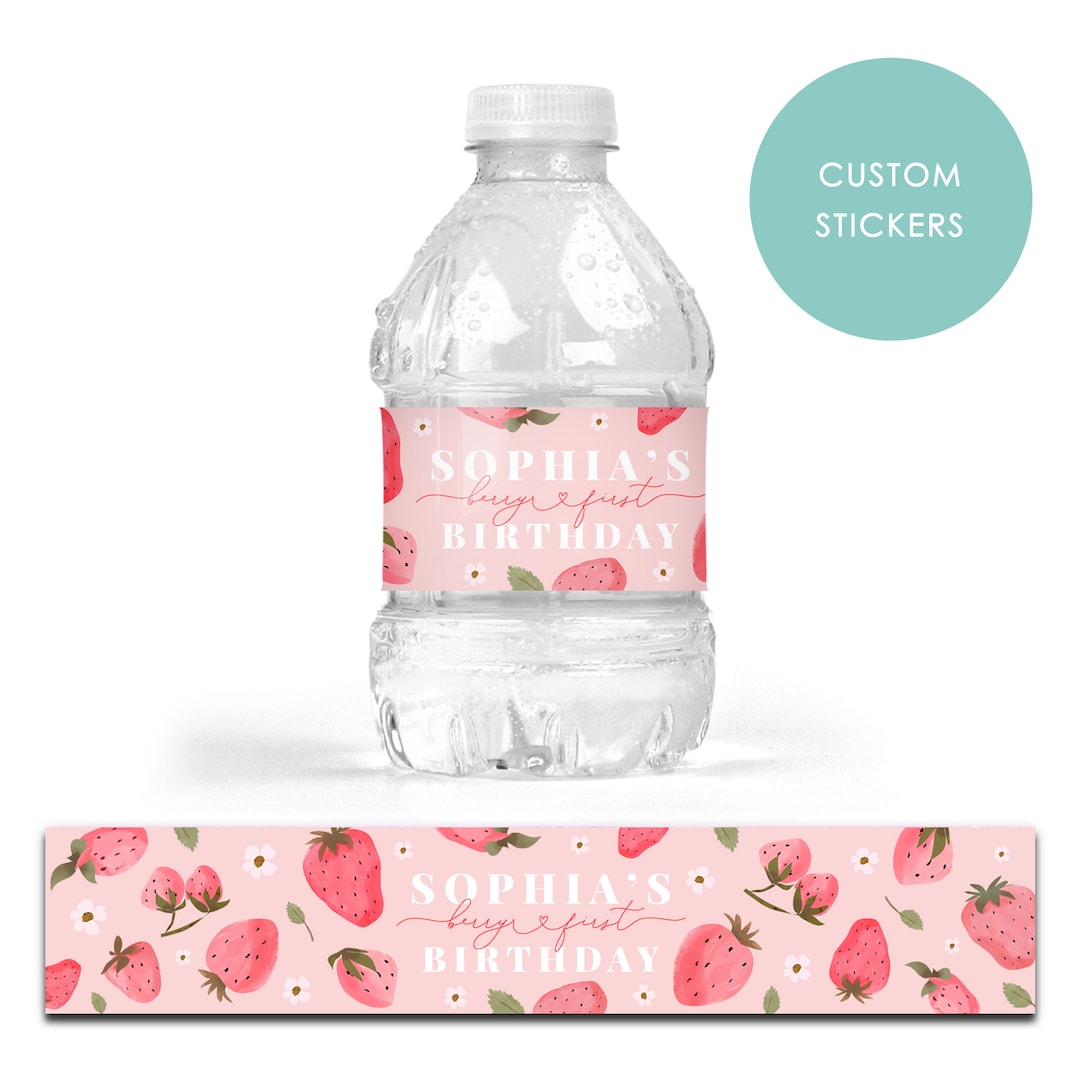 Personalised Berry Sweet Birthday Drink Labels – Strawberry Water ...