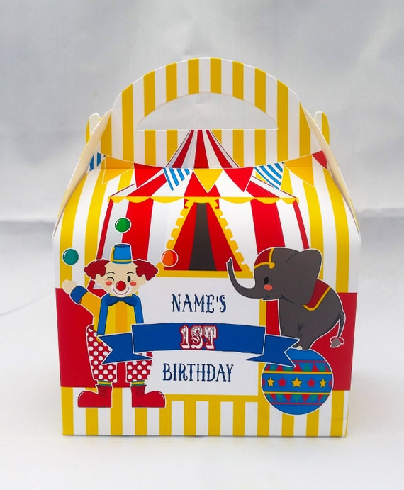 Circus Carnival Personalised Childrens Party Box Gift Bag - Etsy