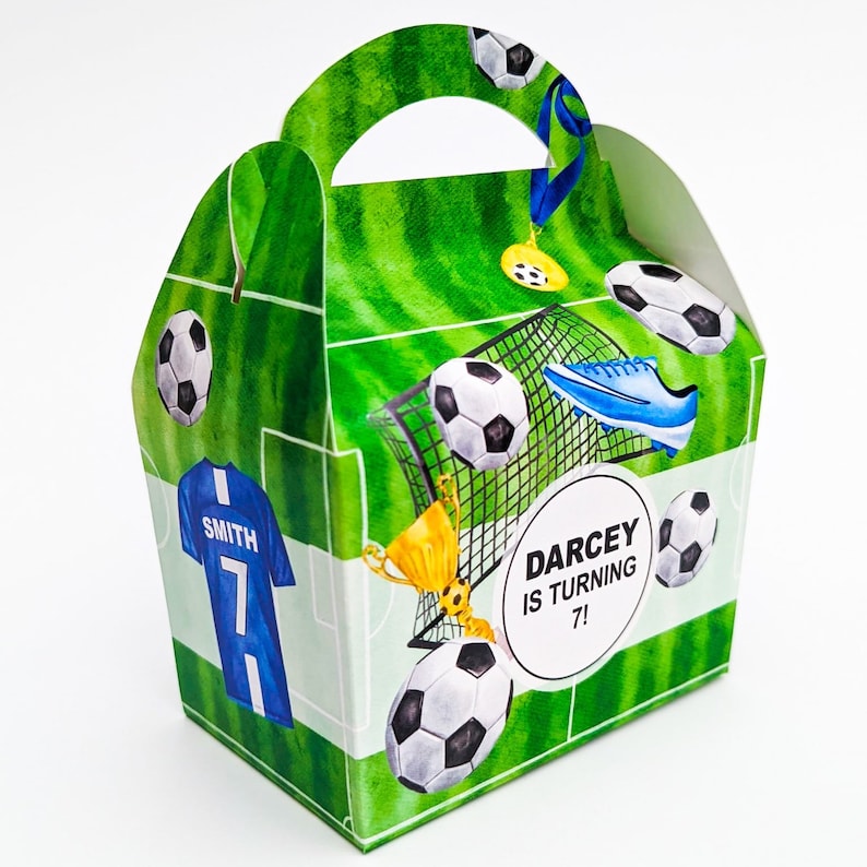 Football Team Soccer Personalised Children’s Party Box Gift Bag Favour ...