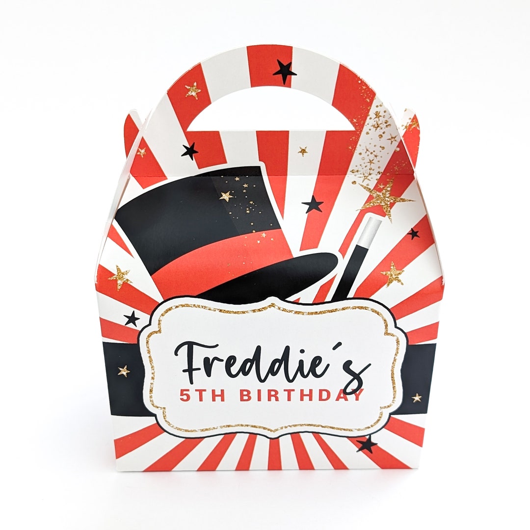 MAGIC SHOW Magician Personalised Children’s Party Box Gift Bag Favour ...