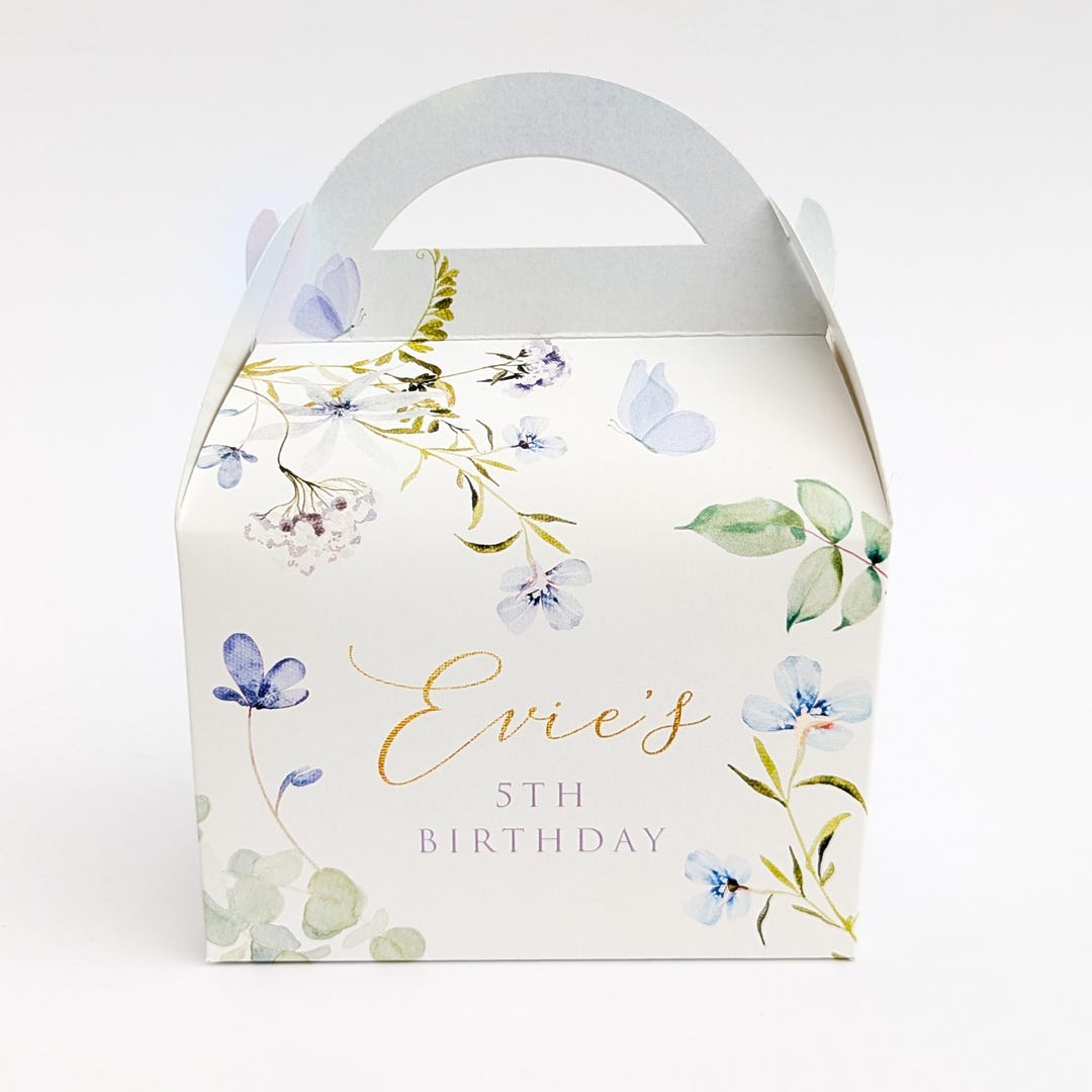 Watercolor Blue Floral Personalized Party Box: Secret Garden Favor - Etsy