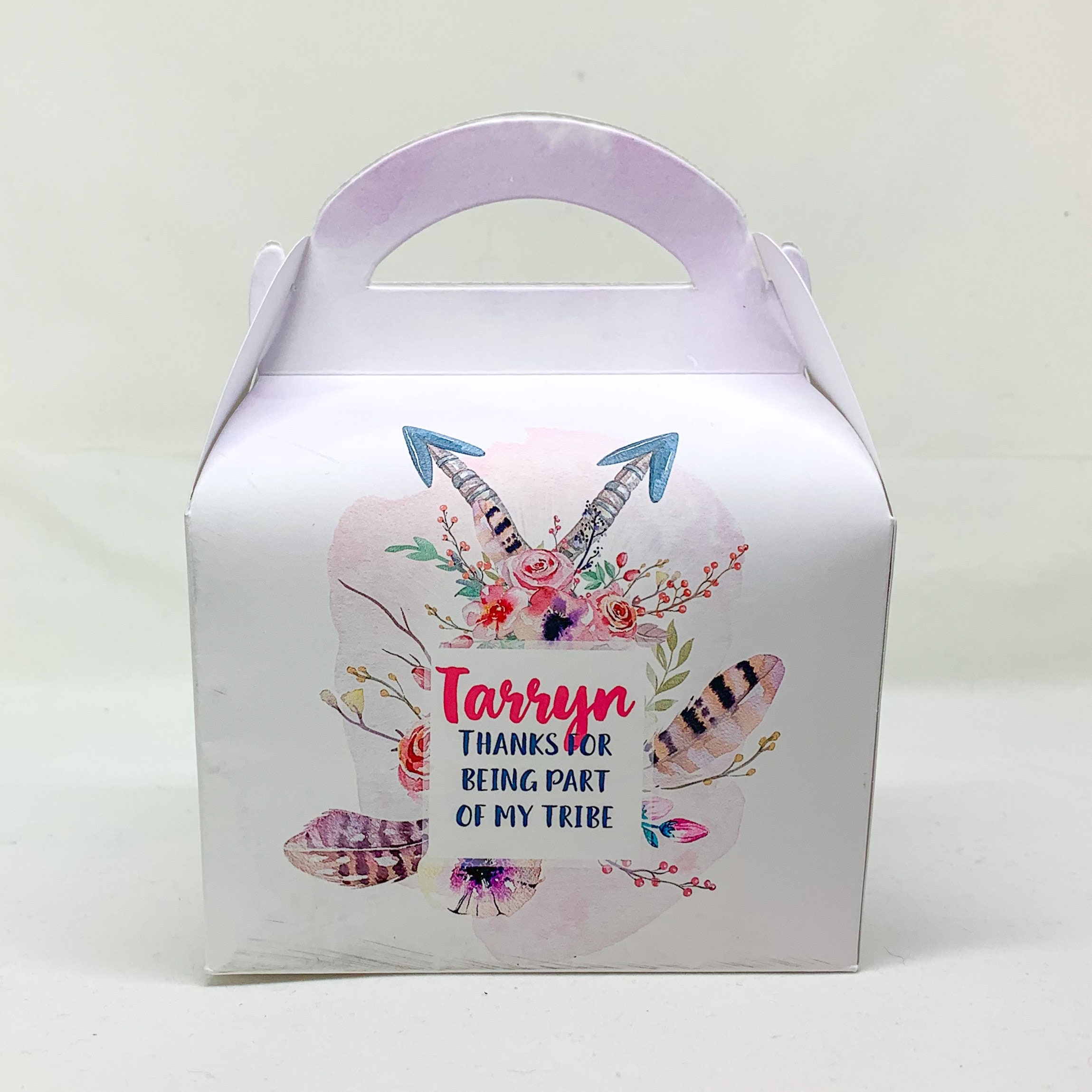 Boho Tribal theme children’s personalised party boxes Hen Party Baby ...