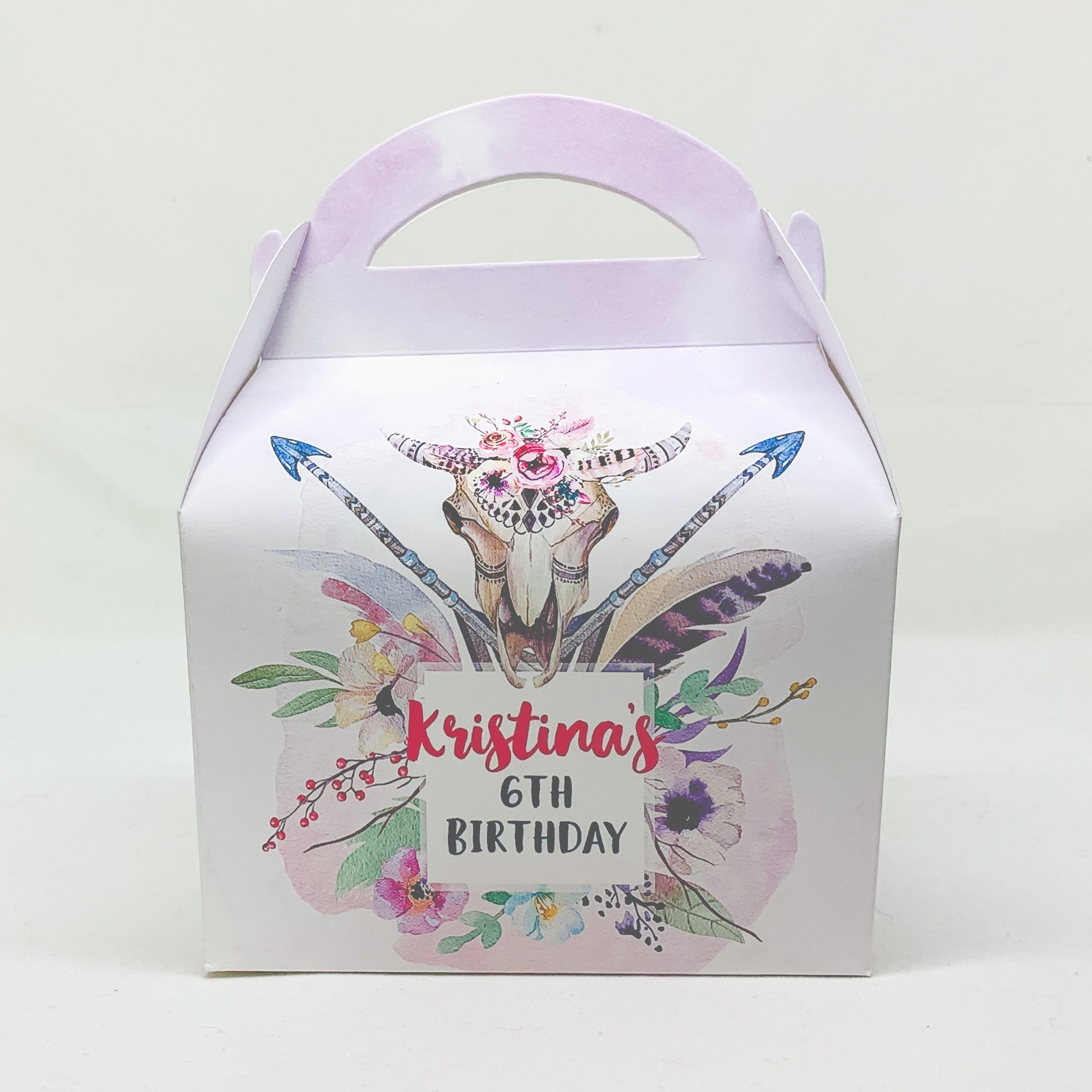 Boho Tribal theme children’s personalised party boxes Hen Party Baby ...