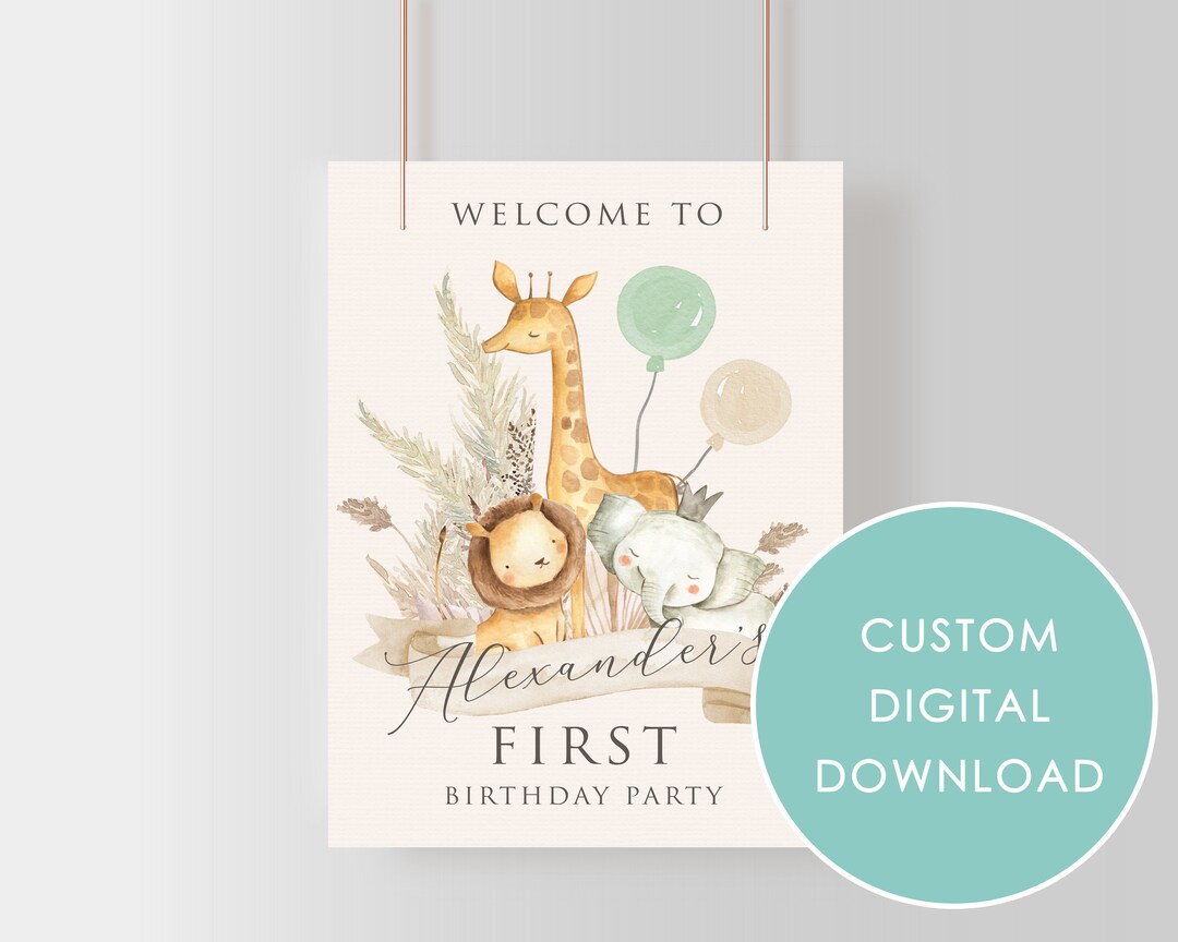 DIGITAL DOWNLOAD Personalised Boho Jungle Safari Welcome Sign - Etsy