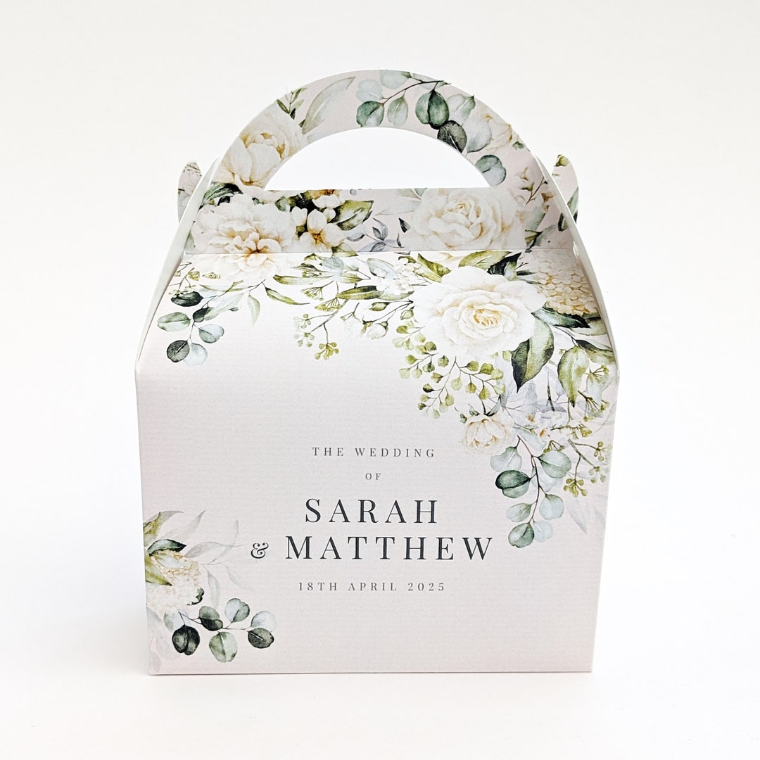 WEDDING White Floral and Greenery Favour Boxes Hen Party Bridal Shower ...