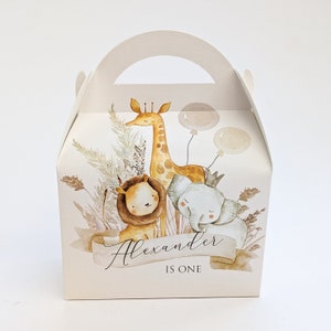 Watercolour Boho Jungle Animals Personalised Children’s Party Box Gift ...