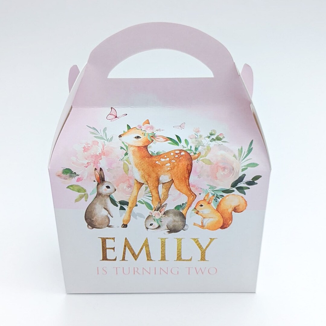 Watercolour Woodland Floral Animals Personalised Children’s Party Box ...