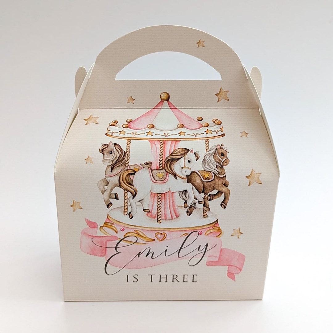 CAROUSEL Fairground Personalised Children’s Party Box Gift Bag Favour ...