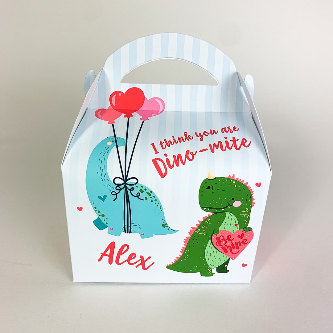 Personalised Dino-mite Dinosaur Valentines Day Treat Boxes Gift Bags - Etsy