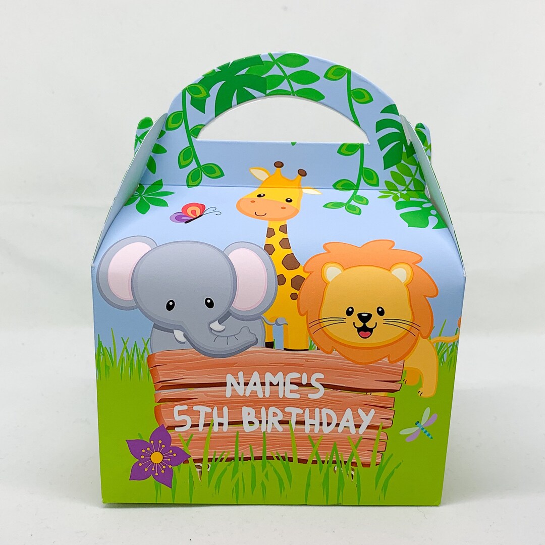 Baby Jungle Animals Personalised Children’s Party Box Baby Shower Gift ...
