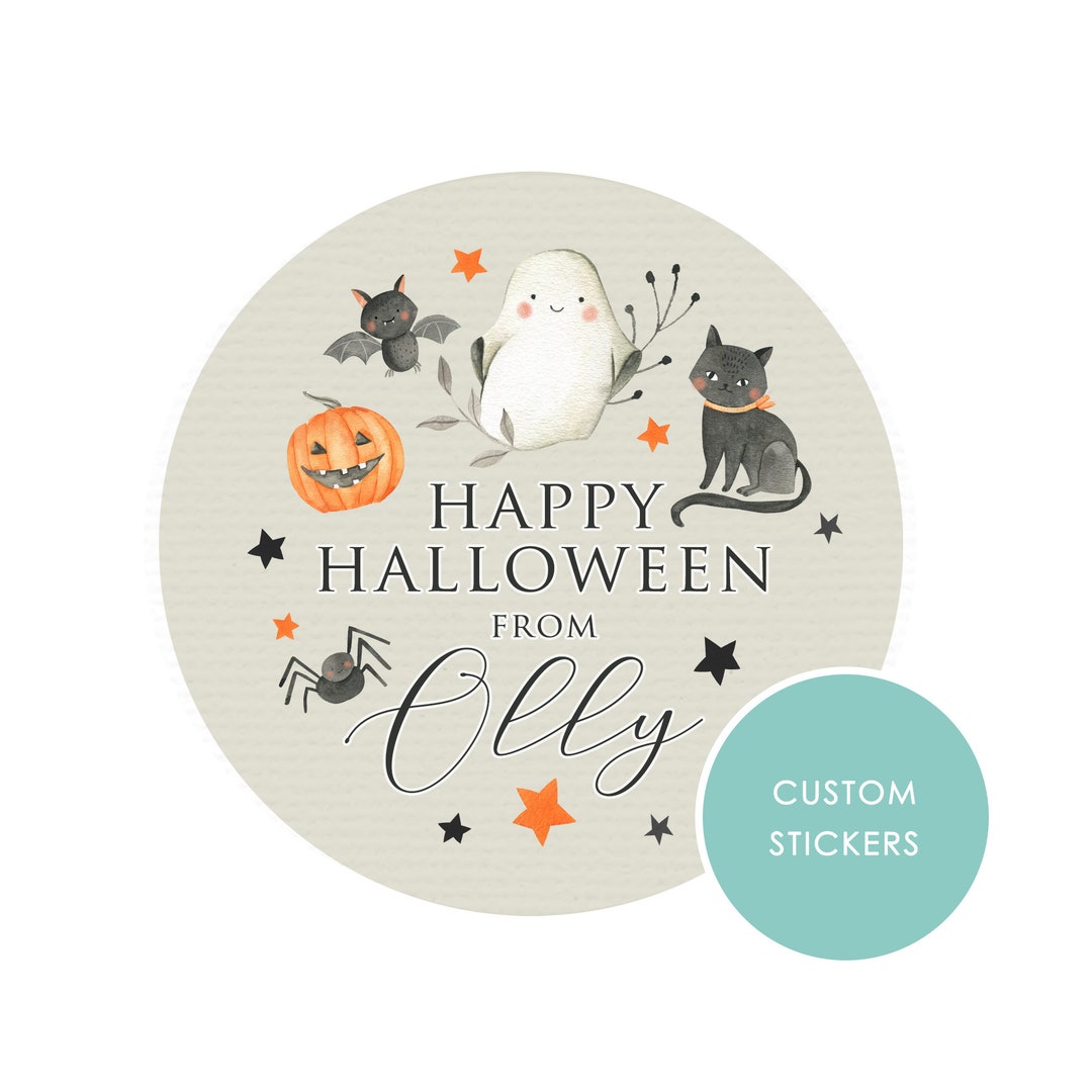 Personalised Halloween Party Stickers – Trick or Treat Sweet Cone ...