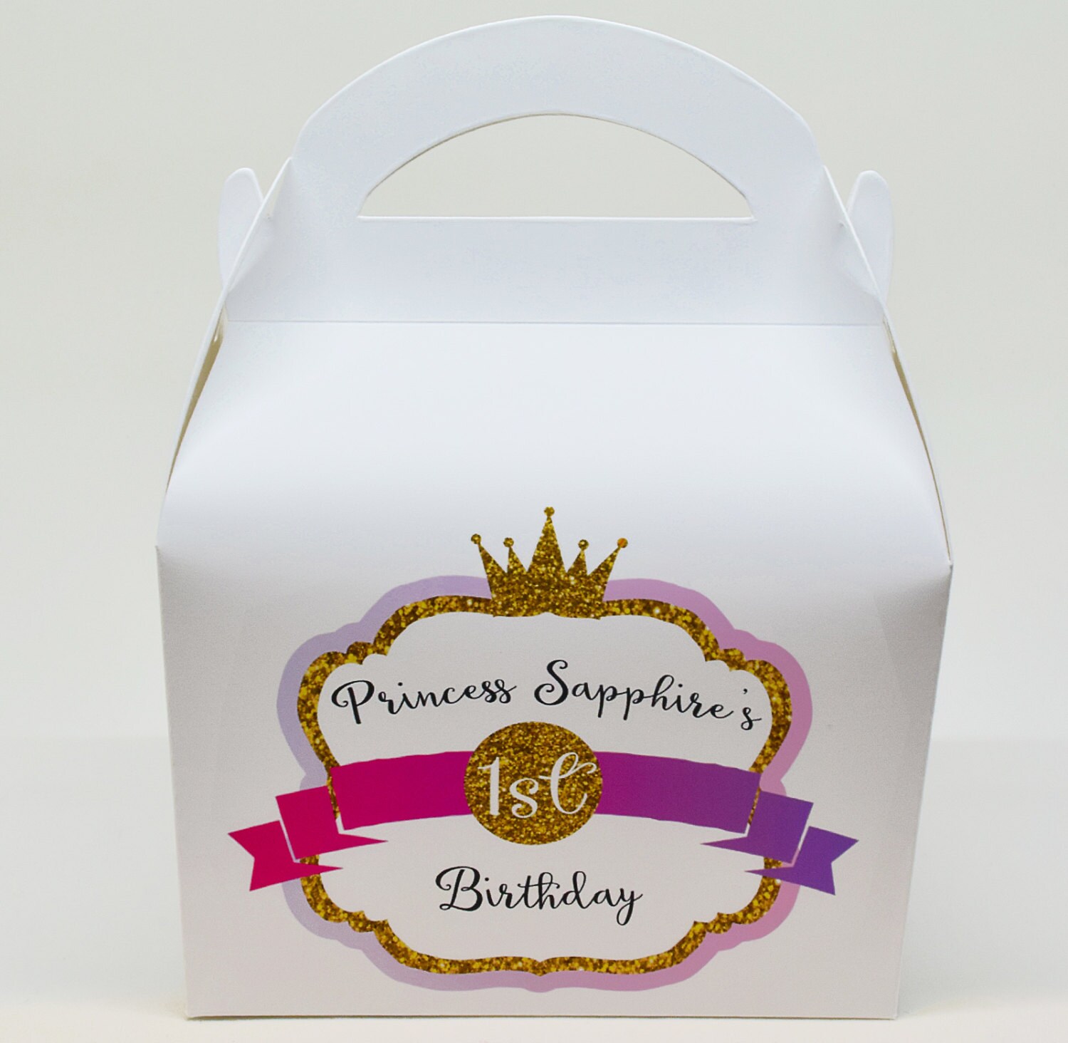 Customisable Princess Glitter Personalised Children’s Party Box Gift ...