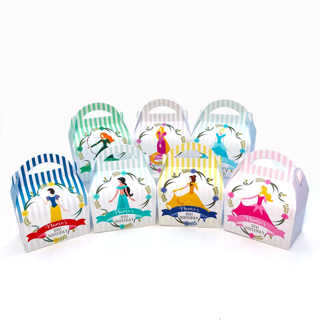 Disney Princess Personalised Children’s Party Box Gift Bag Favour - Etsy