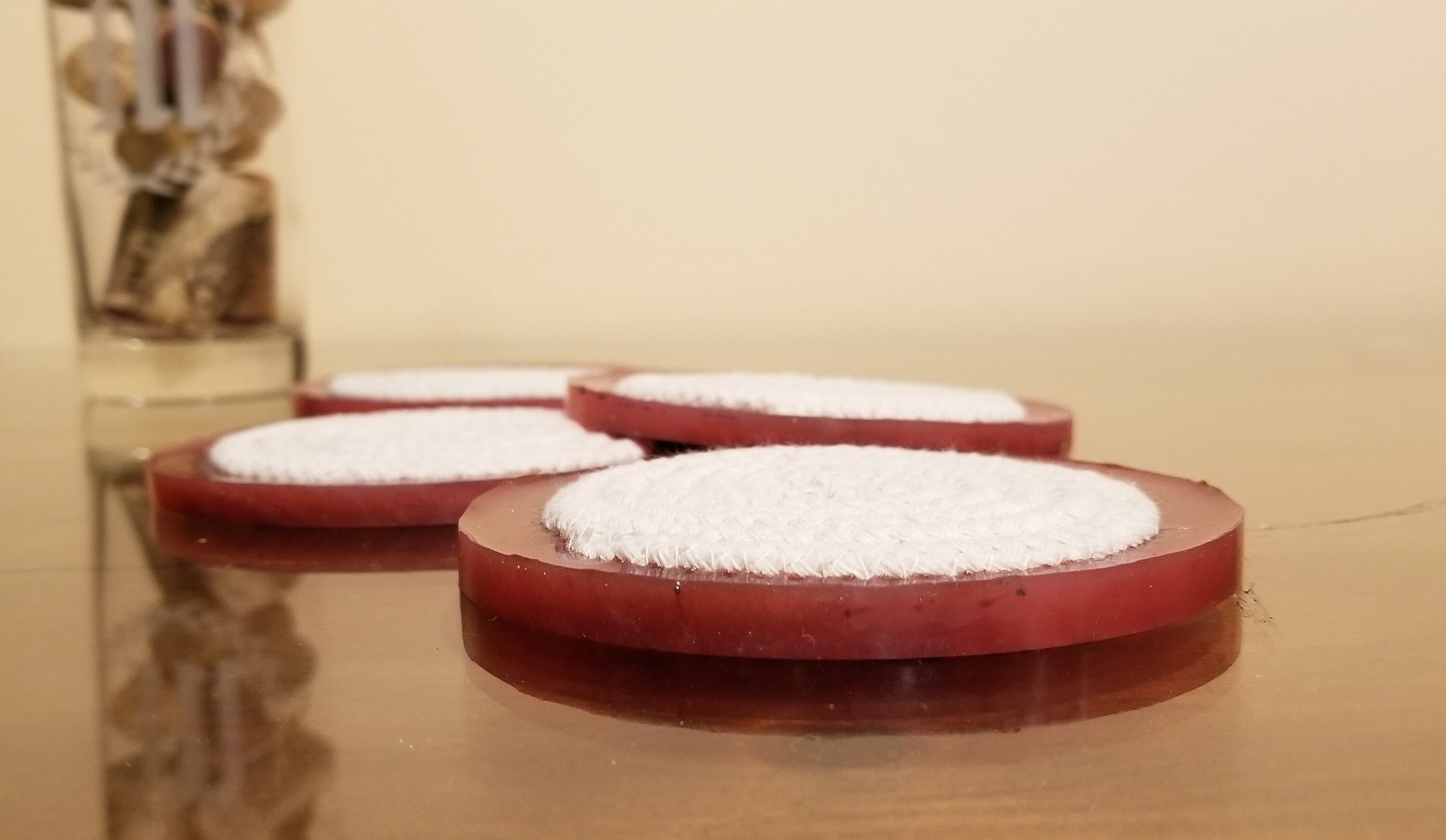 Resin Rope Coiled Pottery Artisan Red Set of Four 4 Coasters - Etsy