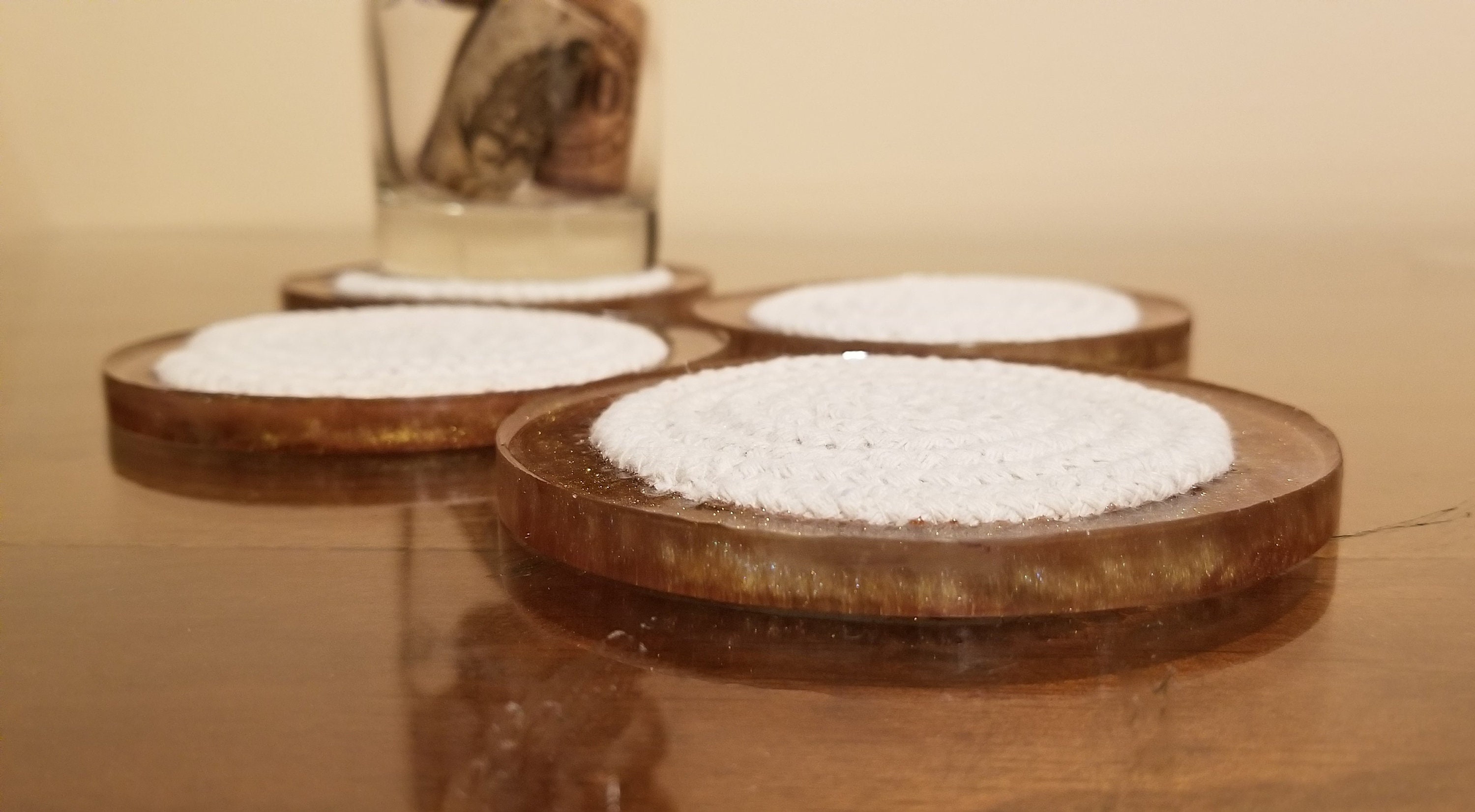 Resin Rope Coiled Pottery Artisan Transparent Gold Set of Four | Etsy