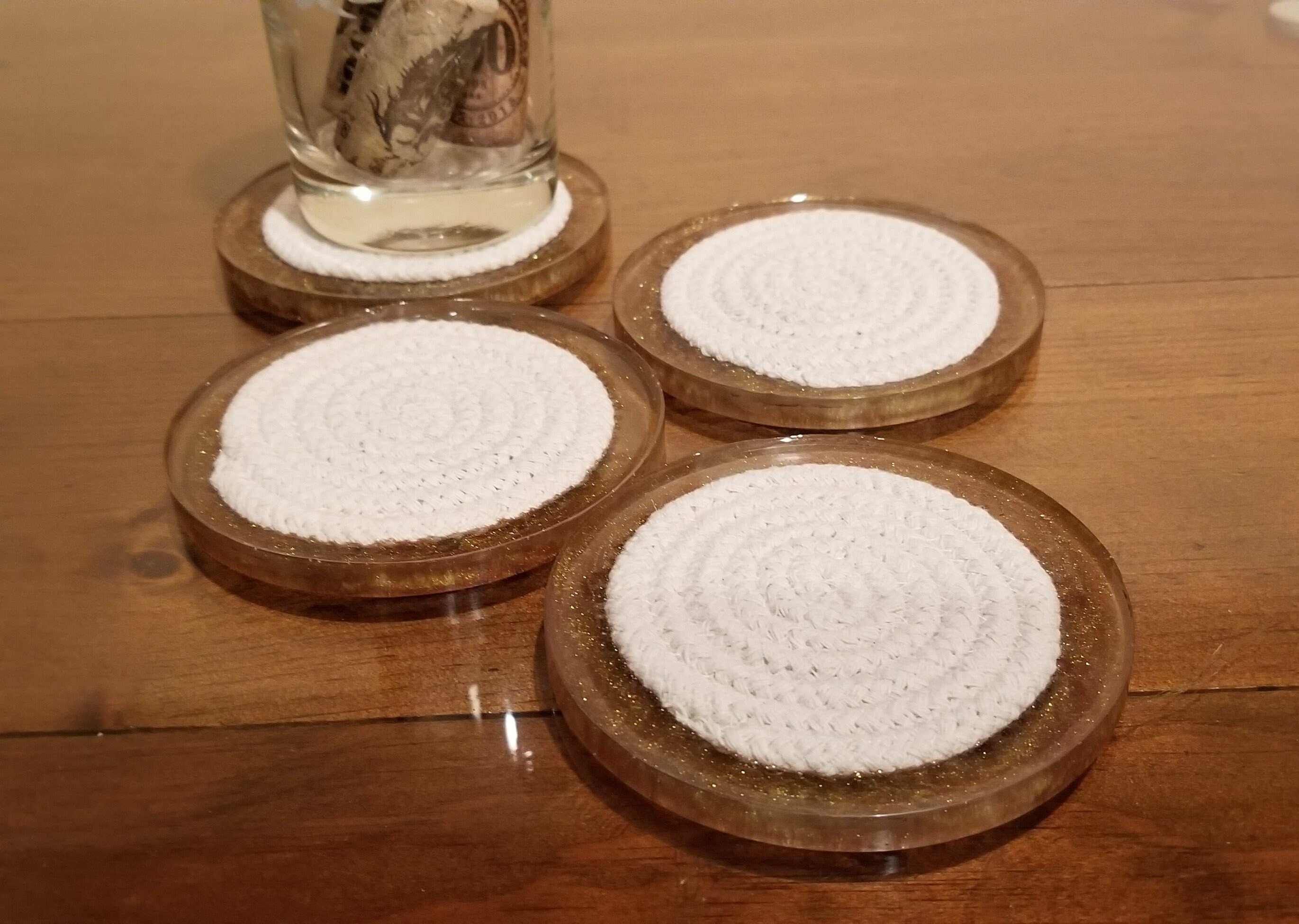 Resin Rope Coiled Pottery Artisan Transparent Gold Set of Four | Etsy