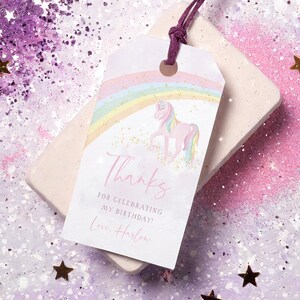Unicorn Favor Tags, Unicorn 1st Birthday Thank You Tags, Rainbow 1st ...