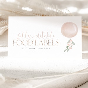 Onederful Food Labels, Balloon Food Label Card, Food Tent Card ...