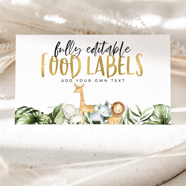 Safari Food Labels - Etsy