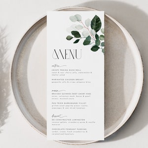 Greenery Menu Template, Printable Bridal Shower Menu, Greenery Menu ...
