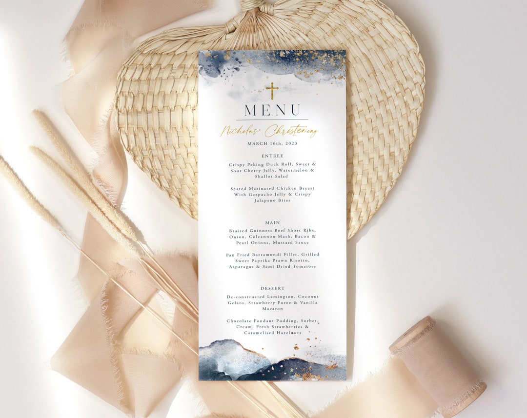 Christening Menu Template, Printable, Baptism Menu Template, Printable ...