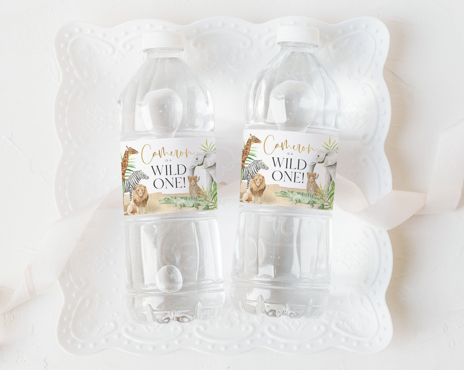 Wild One Water Bottle Label, Safari Water Label, Printable Water Bottle ...