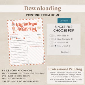 Christmas Wish List Printable, Letter to Santa, Christmas Printable for ...